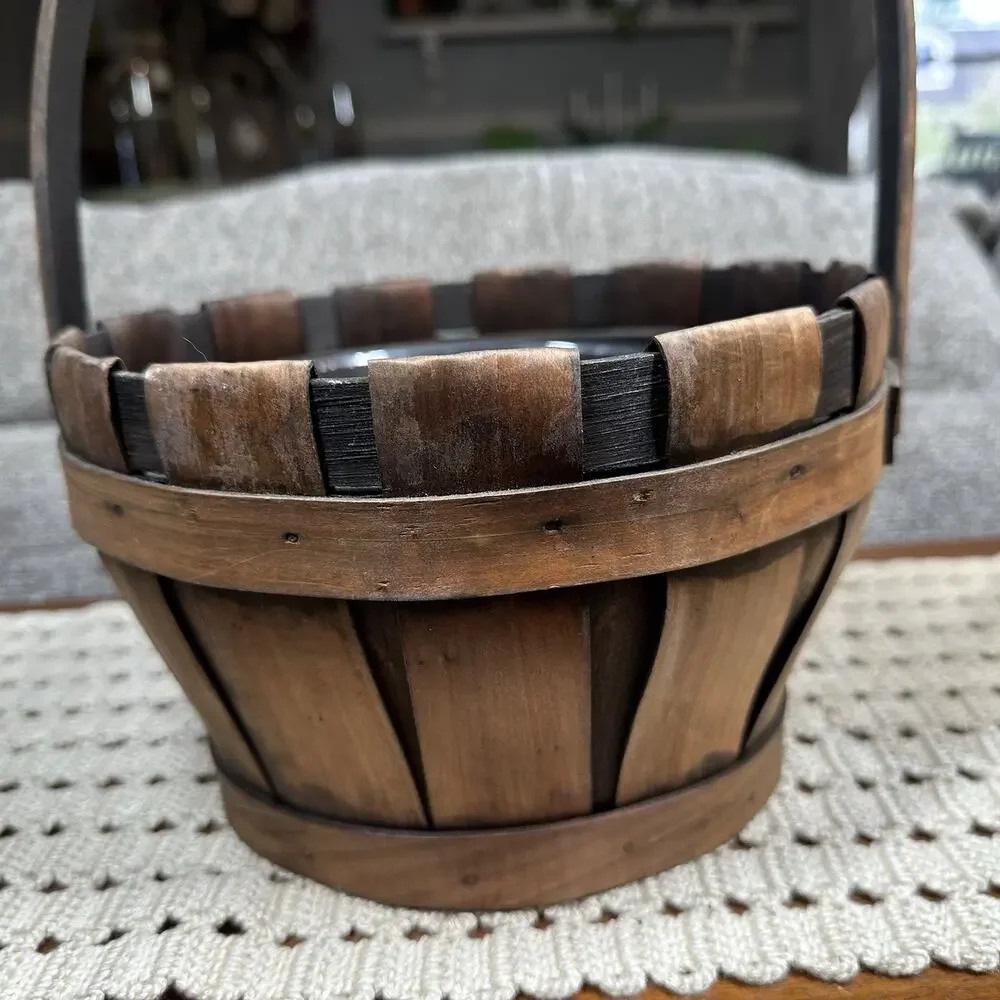 Unbranded | Accents | Rustic Primitive Style Dark Wood Slat Planter ...